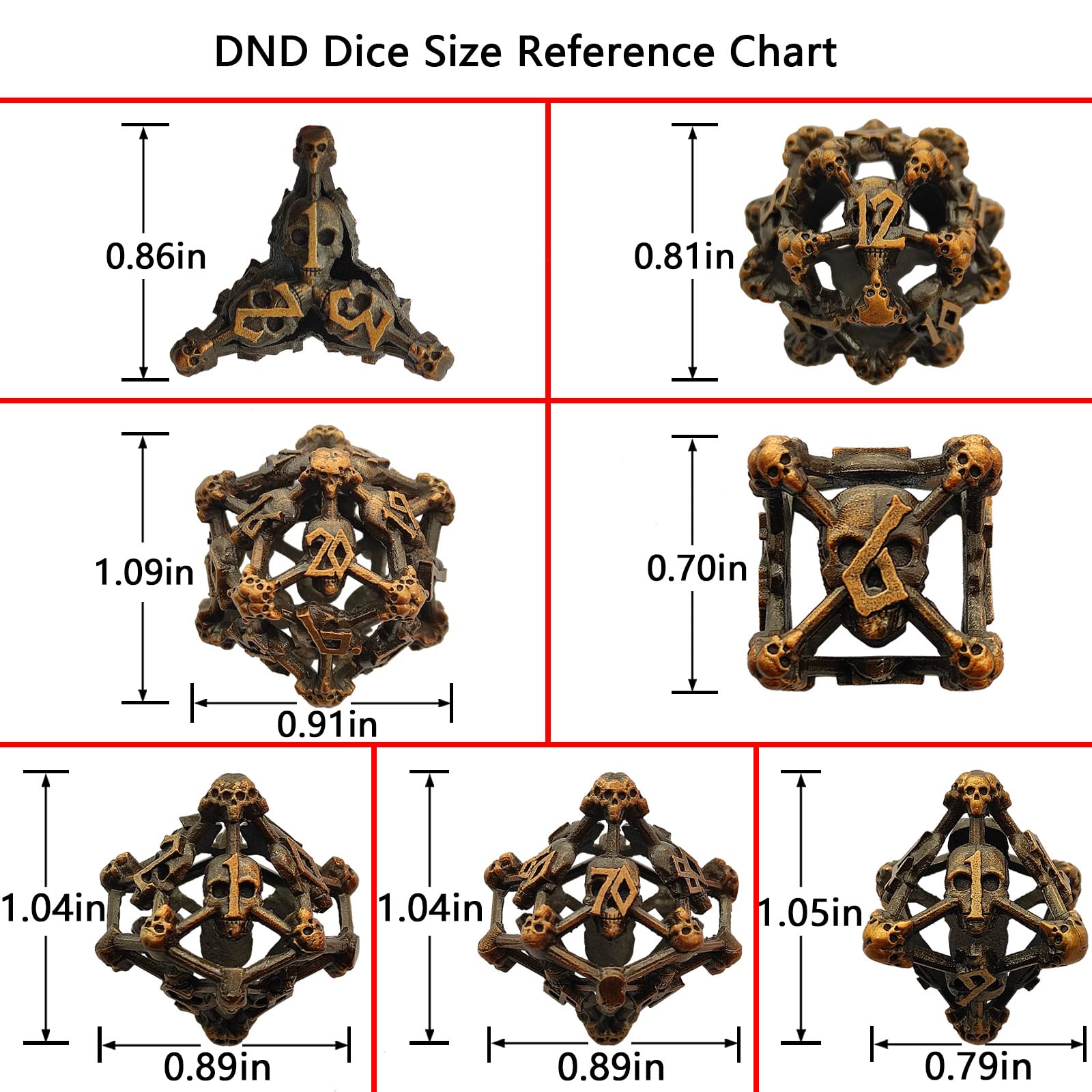 AJKDEUIH DND Dice Set Metal Hollow Skull D&D Dungeons and Dragons Gifts D20 Polyhedral D and D Dice Bag RPG MTG Role Playing Pathfinder Table Card Games Accessories -bloodstain