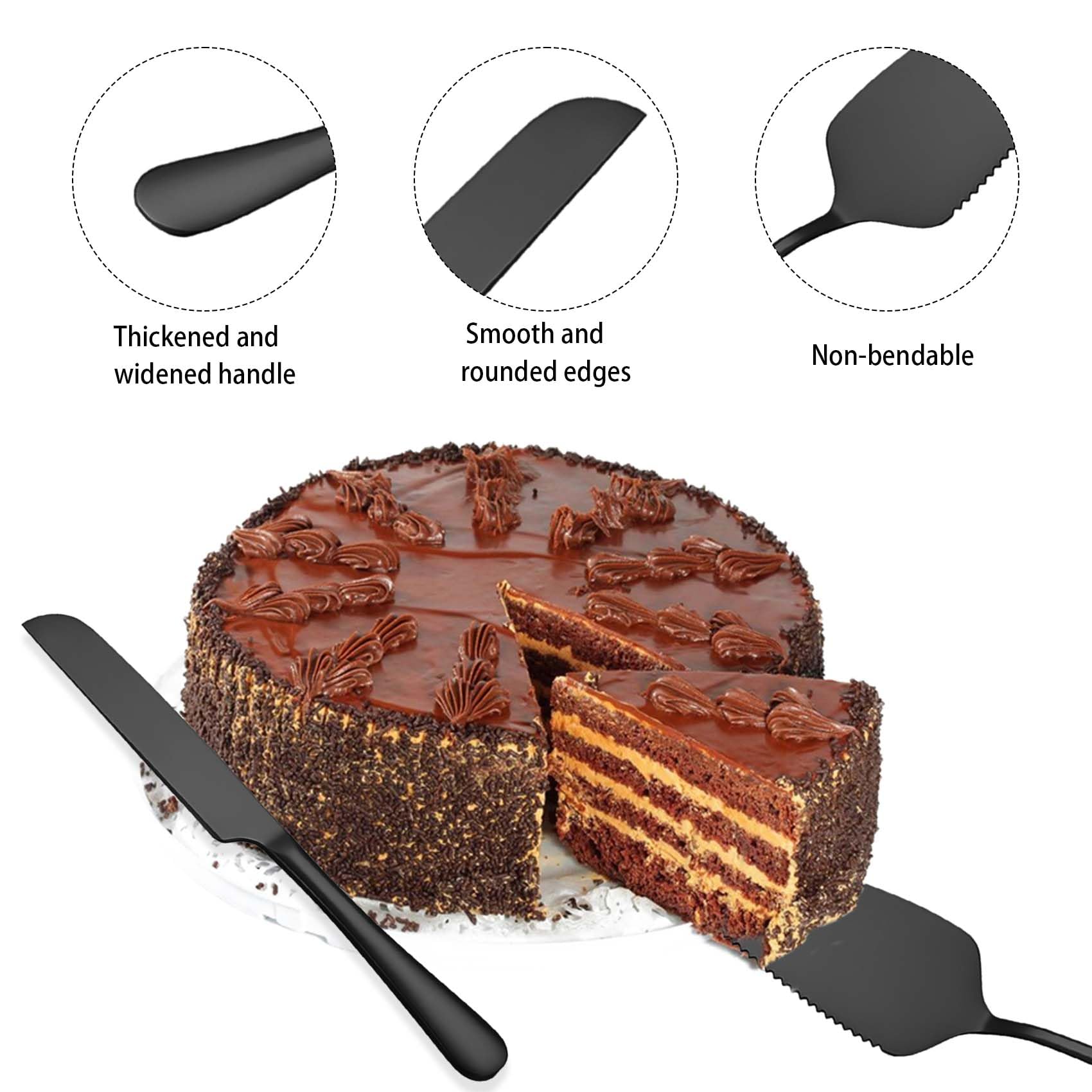 STNRST-IN Cake Knife and Server Set, Silver Stainless Steel Pie Server Cake Cutting Set for Wedding, Cake Cutter Cake Knife Serving Set for Wedding, Birthday and Parties (Silver)
