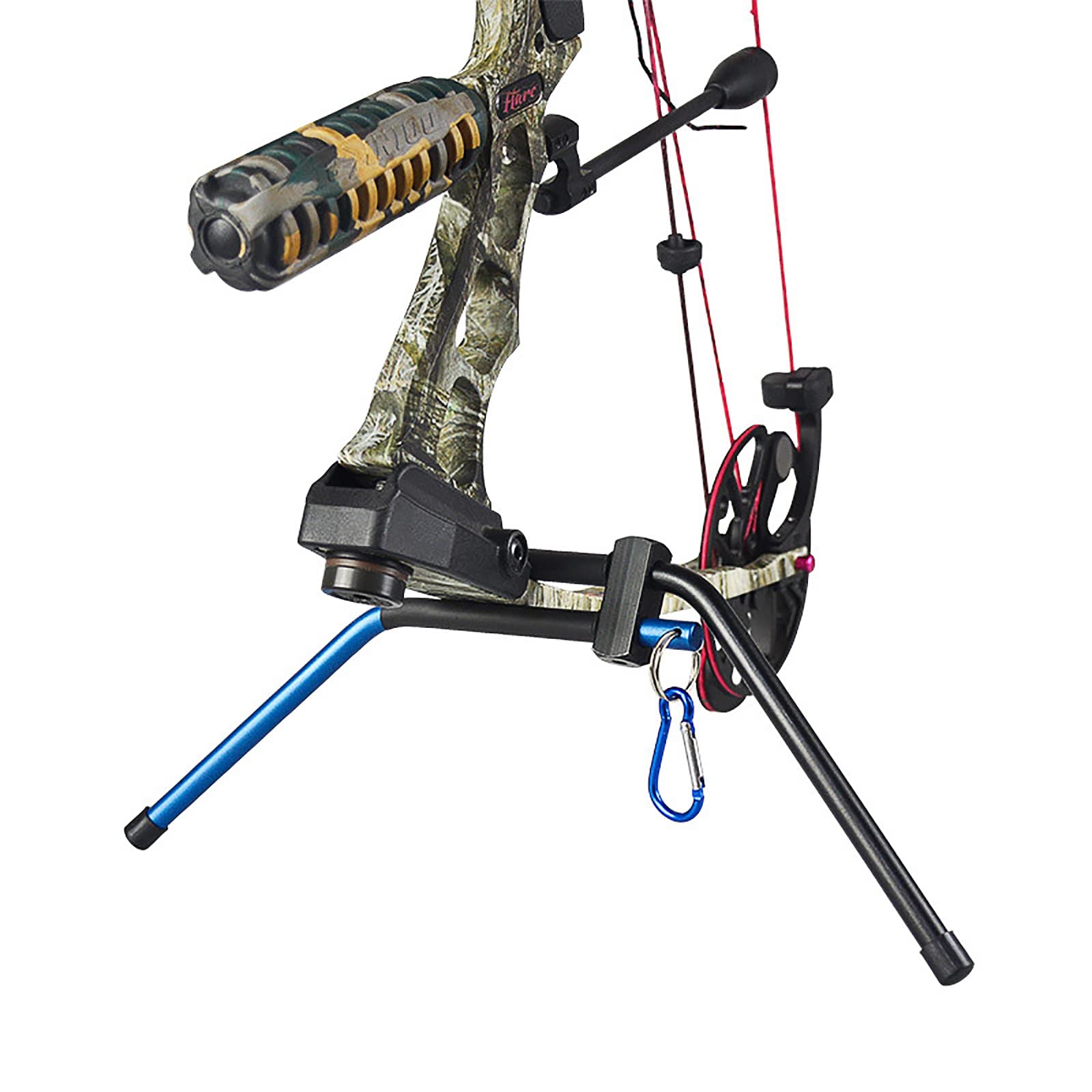Archerest Archery Compound Bow Stand, Aluminum Heavy Duty Bow Support Feet Rack Fit on Most Bow Limbs, Perfect for Ground or Box Blind Hunting (Red)