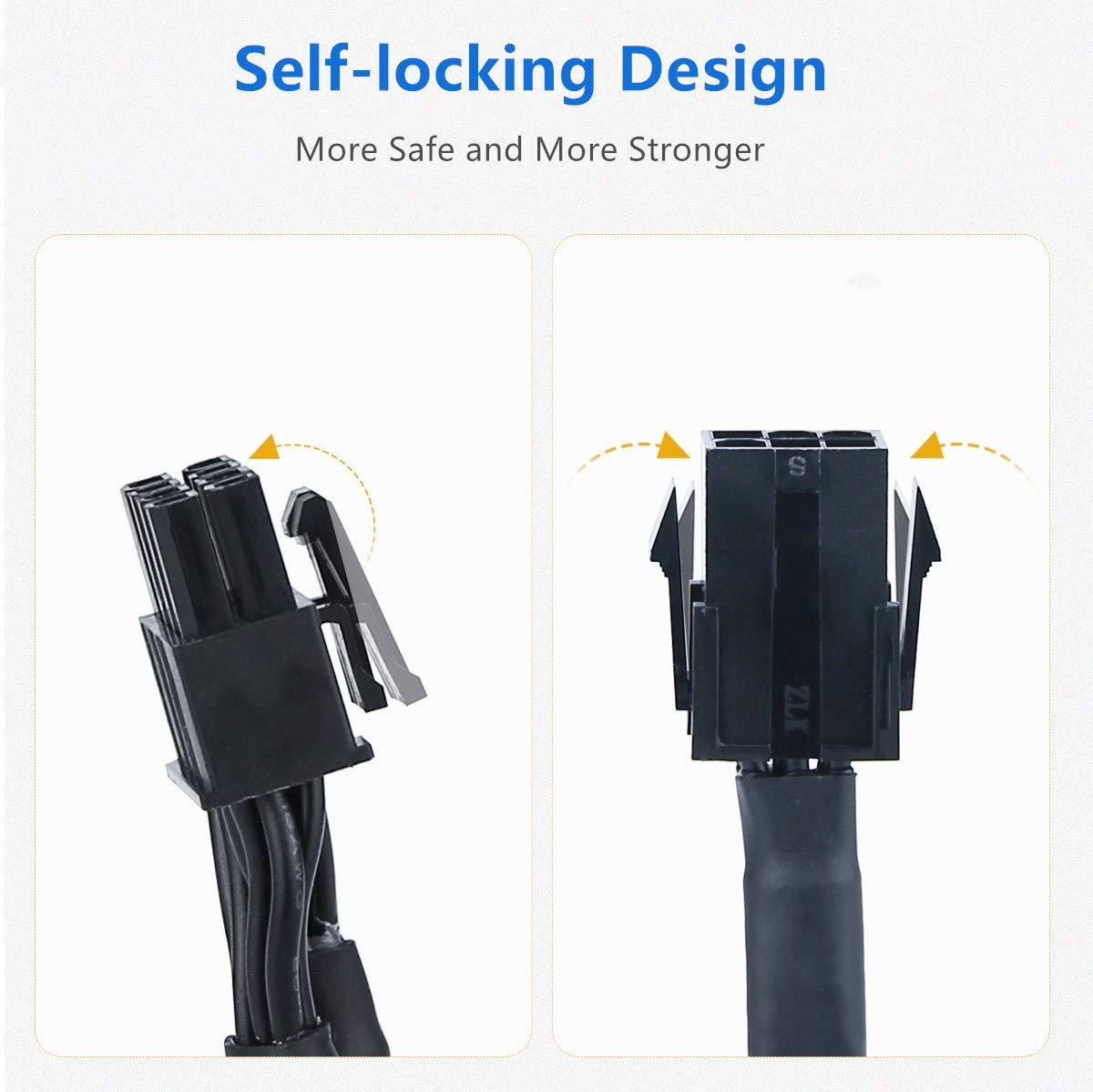Dual 6 Pin Female to 8 Pin Male, GPU Power Adapter Cable 7.8inch Braided Sleeved, GPU Video Graphics Card Power Cable Connector