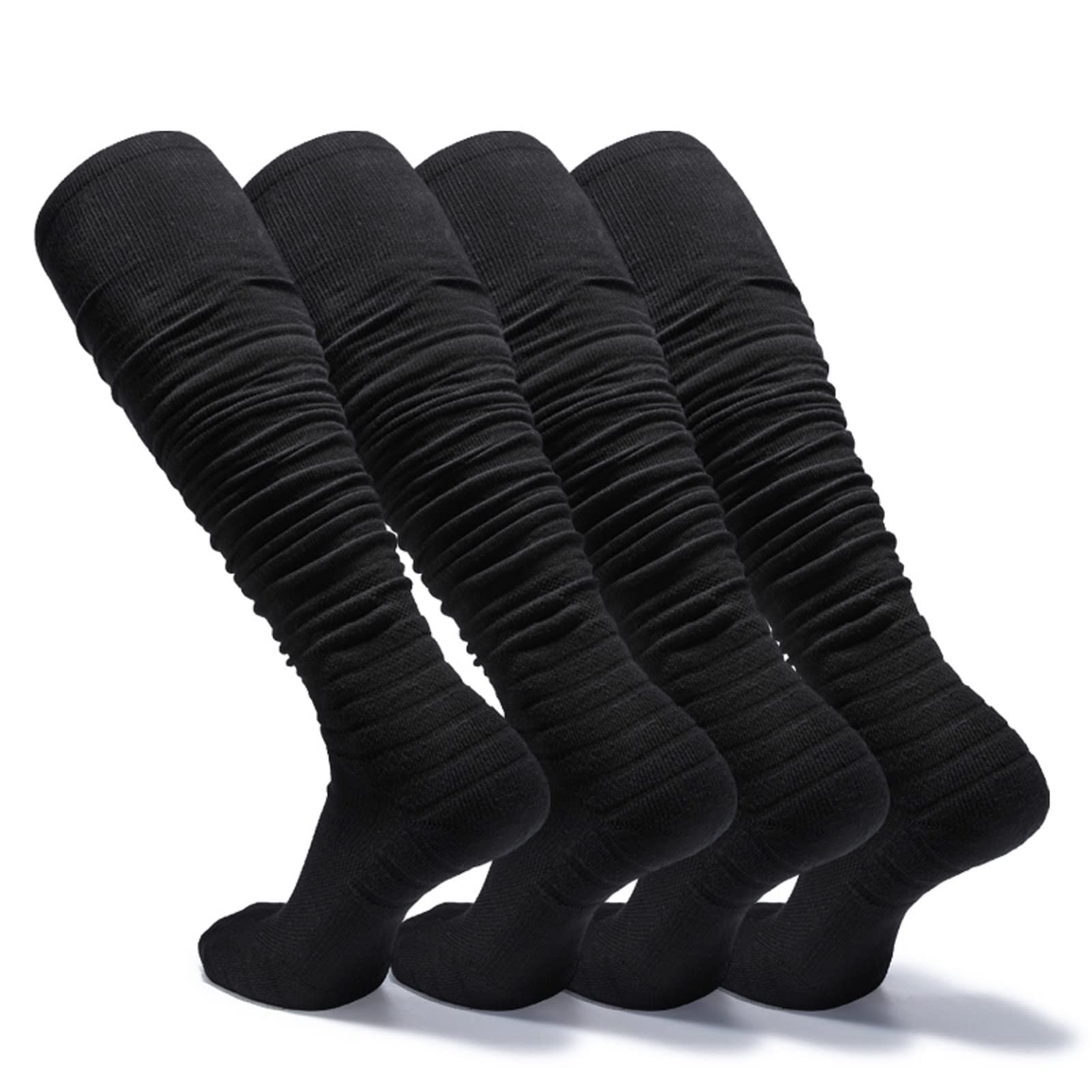 AK SOK Two Pairs Extra Long Football Socks,Men's Athletic Socks,Tight Sports Socks for Men & Boys (as1, alpha, l, regular, regular, Black)