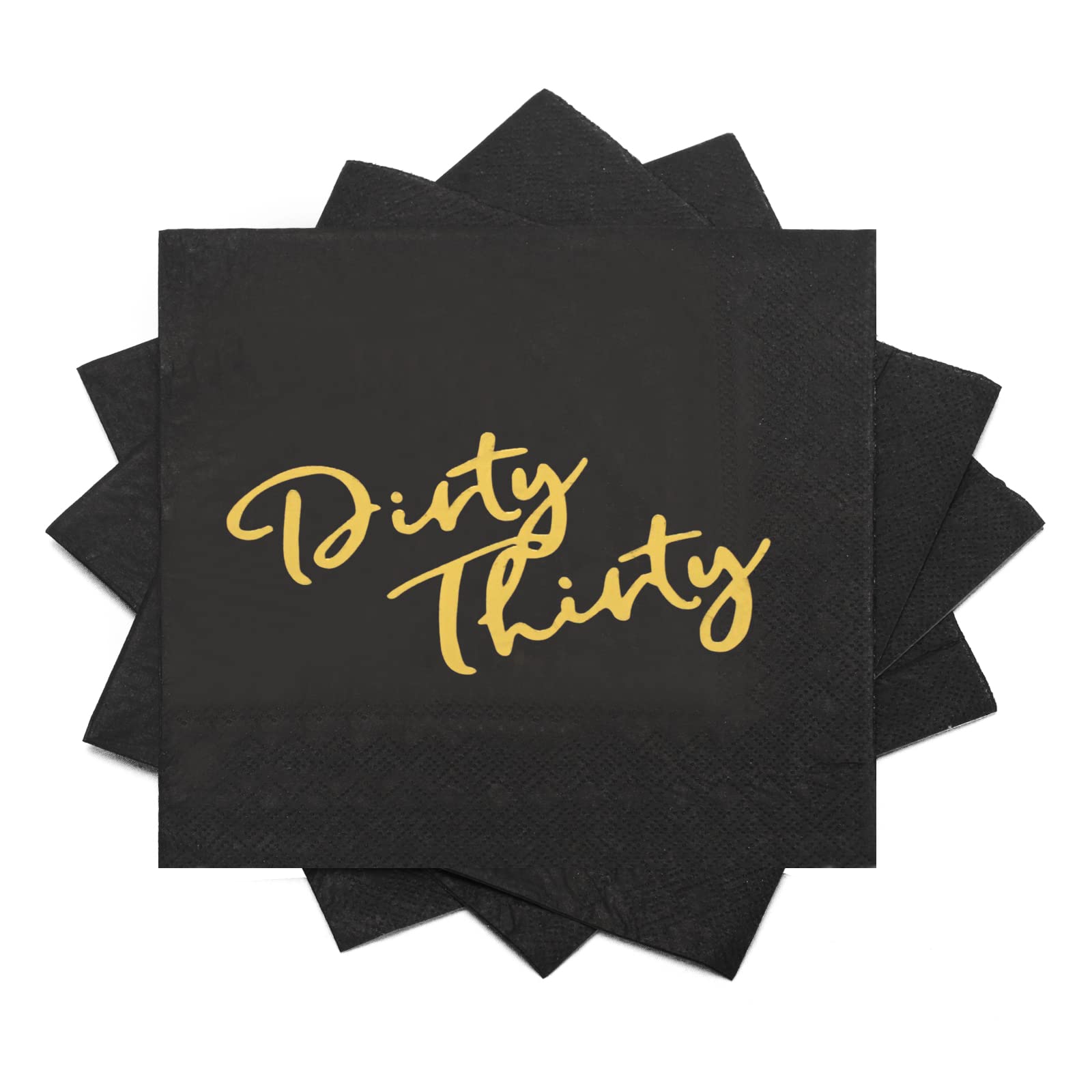 Apriciti Cocktail Napkins Black Gold Napkins, 30th Anniversary Party Cocktail Napkins Paper with Gold Foil Words for Thirty Birthday Anniversary Celebration Decorations(Black-Thirty, 20 Count )