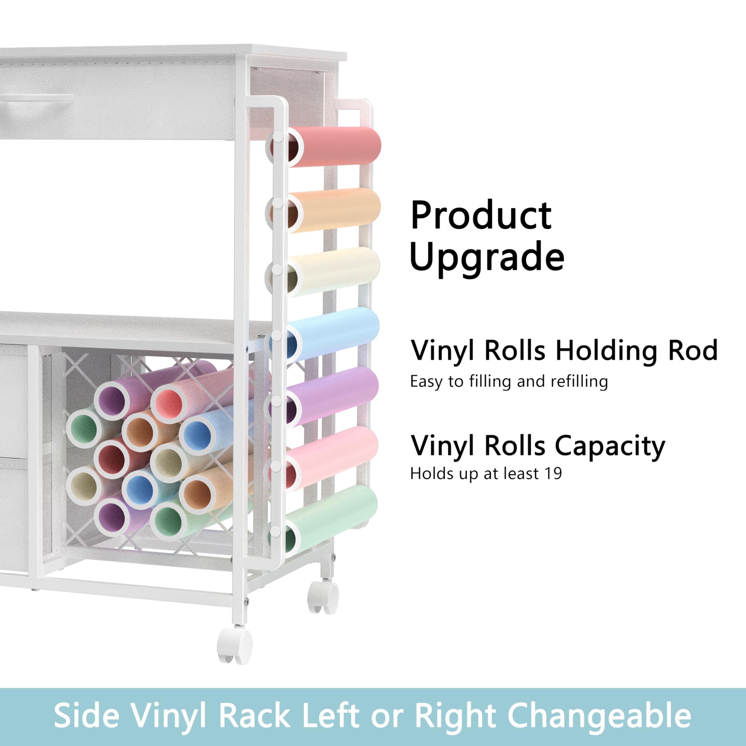 VENNQD Storage Cart Compatible with Cricut Machines Stand Cutting Machine Stand with Drawers and Vinyl Roll Holder Rolling Craft Cabinet Table for Cricut Craft Workstation (Rustic Brown)
