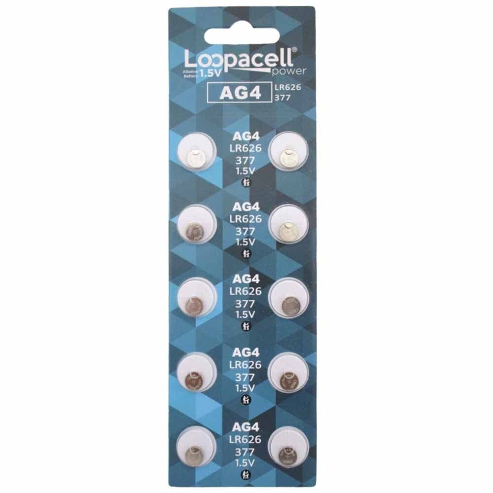 LOOPACELL AG4 LR626 377 SR66 1.5V Alkaline Button Cell Watch Batteries 10 Pack