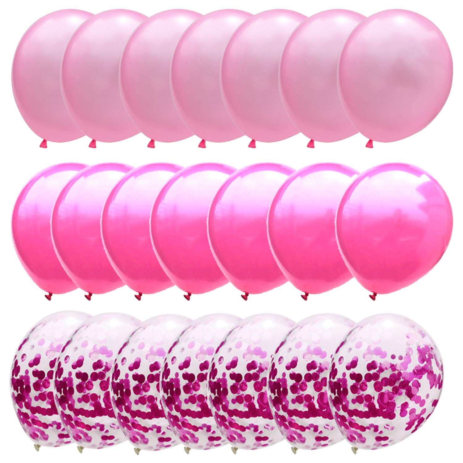 Confetti Balloons Hot Pink - Metallic Dark Pink Balloons for Girls Birthday Fushia Bridal Baby Shower Party Decorations 12inch 50Packs