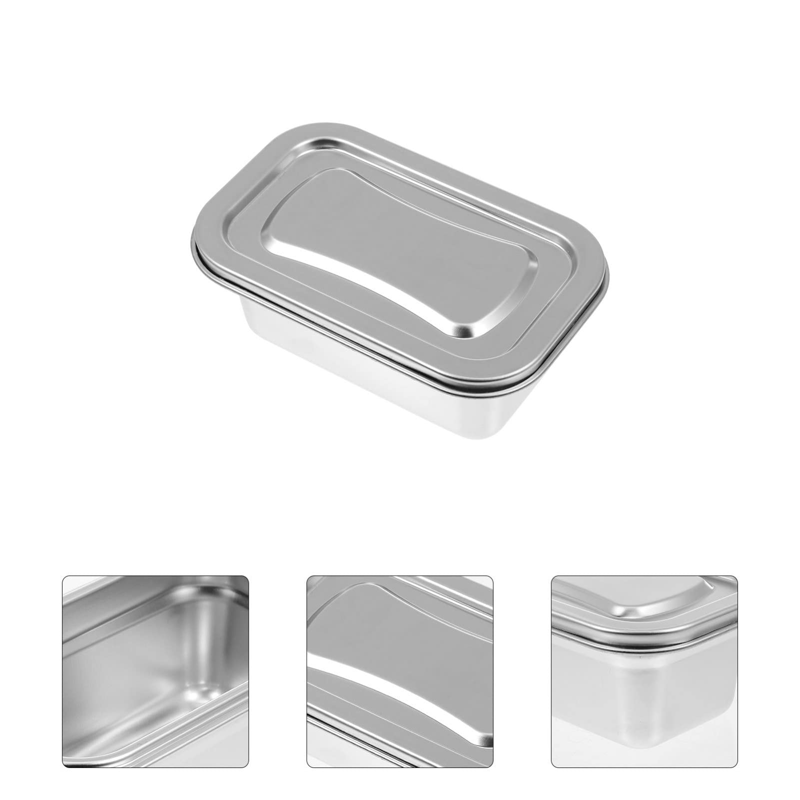 Angoily Refrigerator Ice Cream Box Stainless Steel Freezer Box Metal Freezer Bin Airtight Snack Bowl Reusable Refrigerator Food Storage Container with Lids for Kitchen Accessories