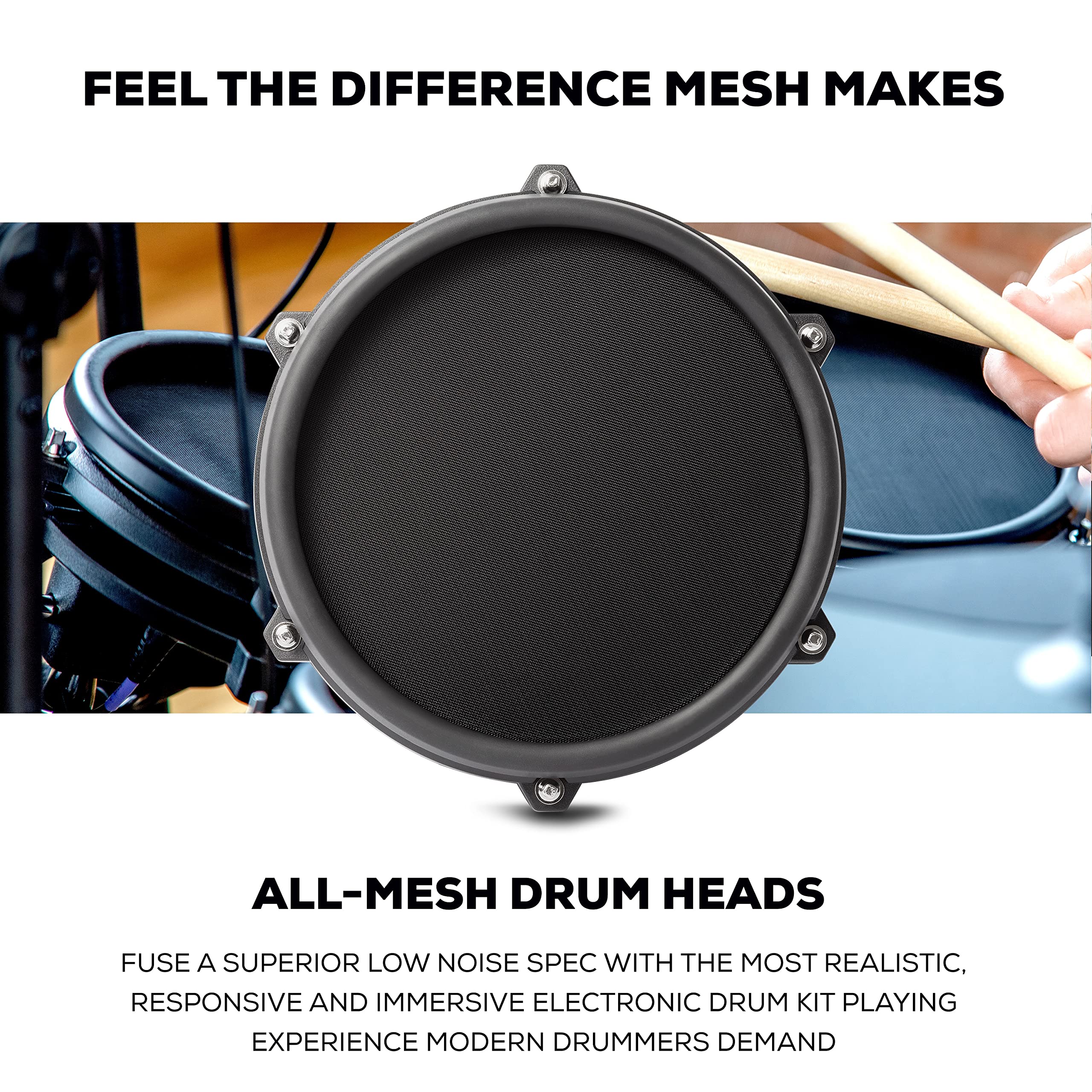 Alesis Drums Nitro Mesh Kit & Strike Amp 8 Bundle - Eight Piece Mesh Electric Drum Set With 385 Drum Kit Sounds and 2000W Drum Amplifier