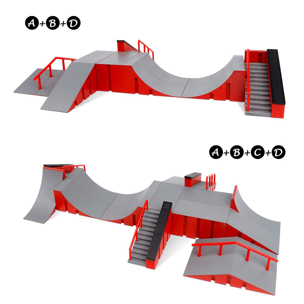 KETIEE Mini Finger Skateboard and Ramp Accessories Set, Skate Park Deck Truck Board Ramp Kit with Finger Skateboards, Fingertip Movement Party Game Toy for Kids (A)