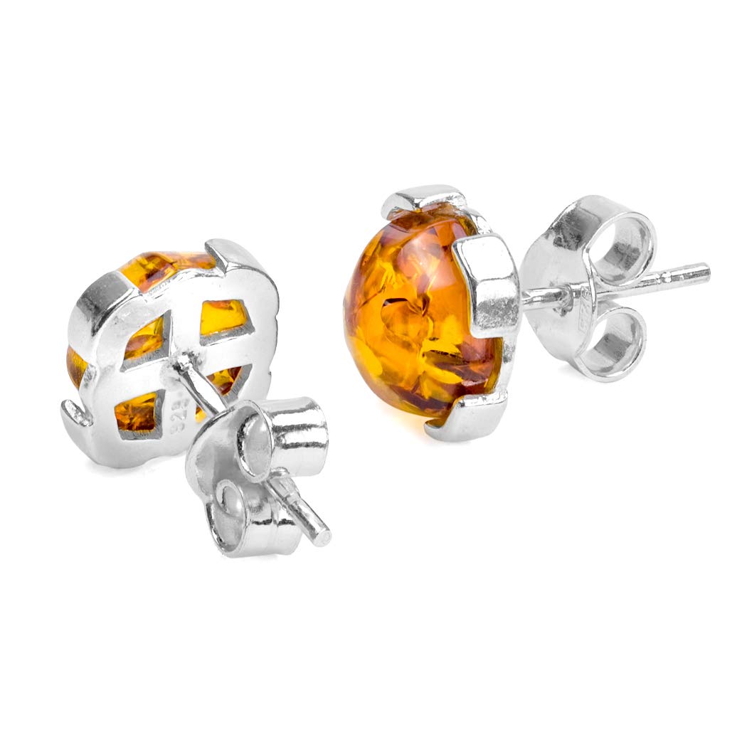 Amber Earrings Stud 925 Sterling Silver