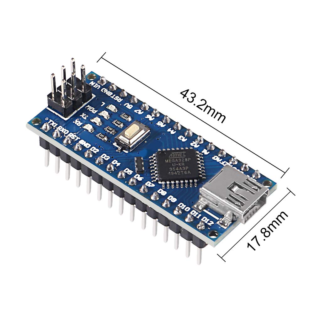 ALMOCN 2pcs for Nano V3.0 Module ATmega328P 5V 16MHz CH340G Chip Microcontroller Development Board USB Cable for Arduino