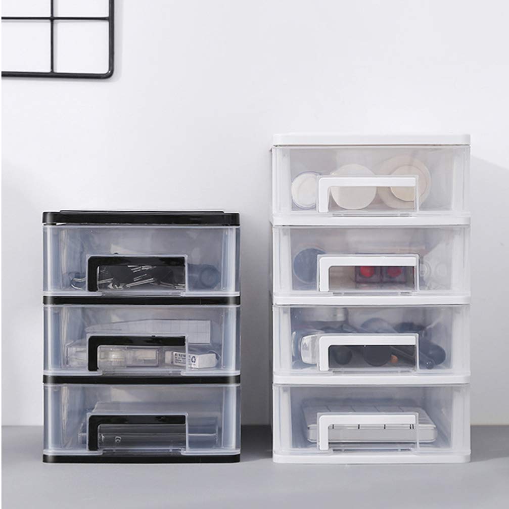 Gatuida Plastic Storage Drawers, Clear Desktop Drawer Storage Cabinet Storage Case Storage Box Multilayer Sundries Holder for Home Office