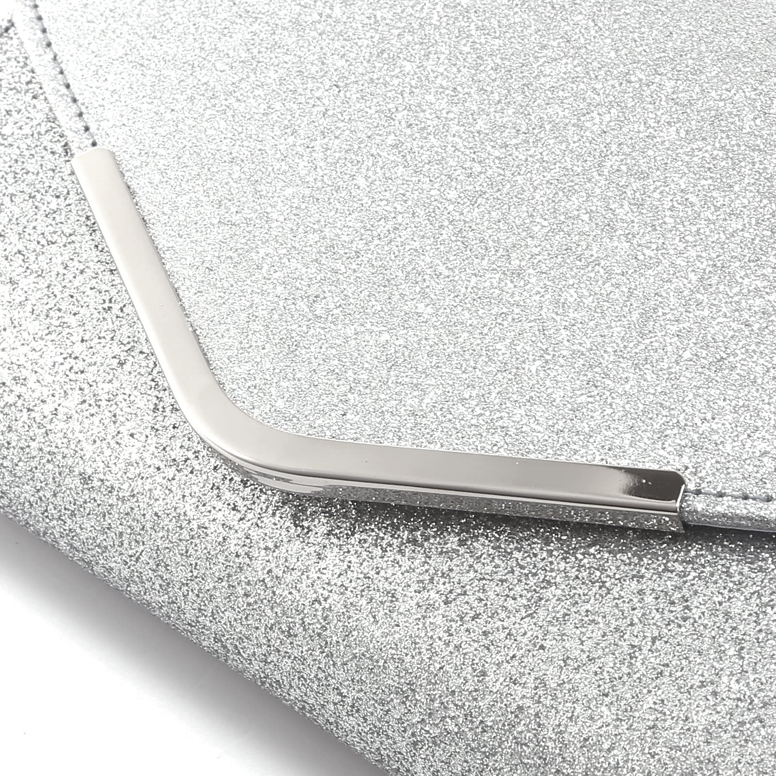 Anladia Evening Bag for Women Glittered Envelope Clutch Bag Prom Handbag Party Purse Shoulder Clutch(Silver)