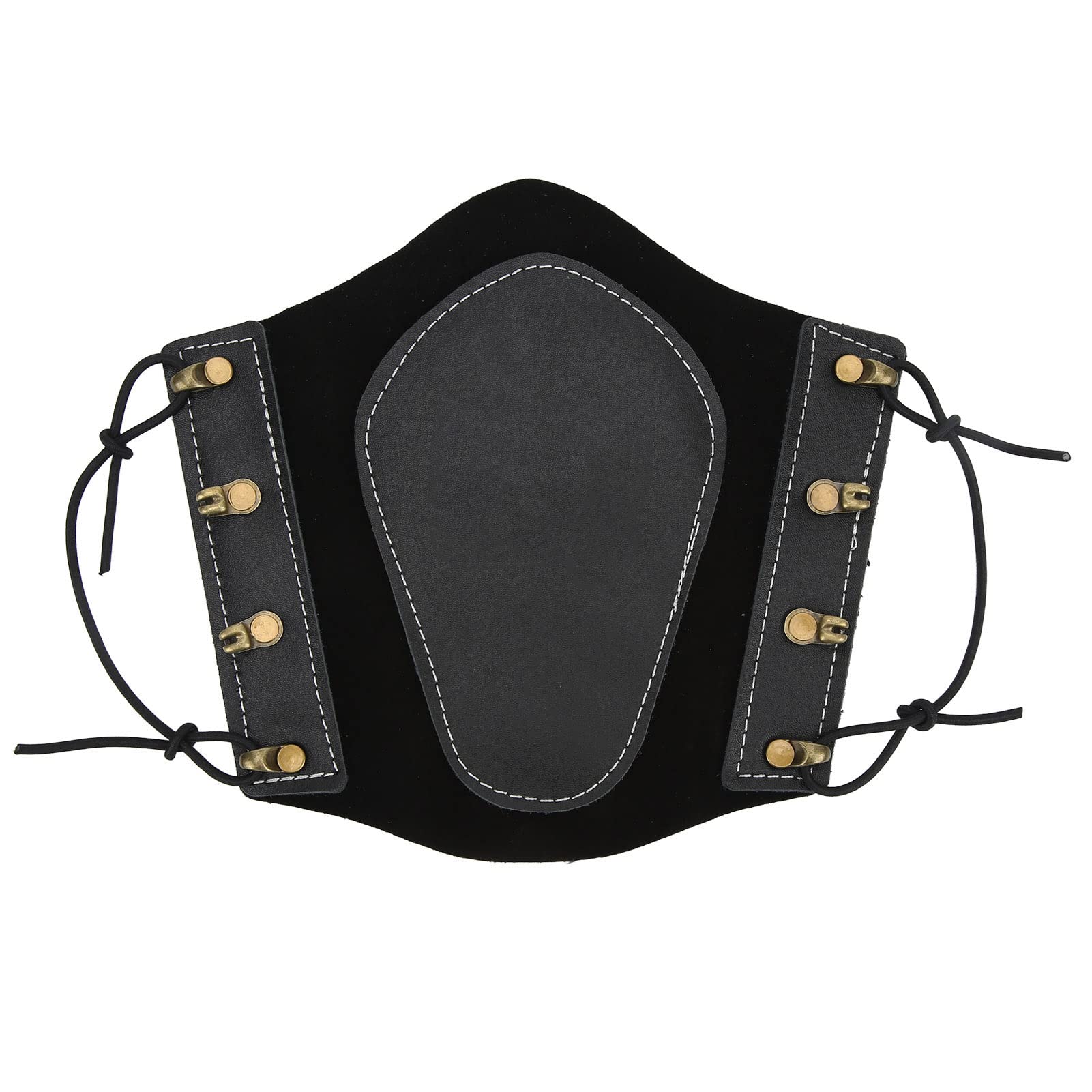 Archery Arm Guard, PU Leather Arm Guard Strong Force Adjustable Cord Cowhide Arm Guard with Brass Pattern Decorative Buckle for Archery(Black) Archery Arm Guard Leather