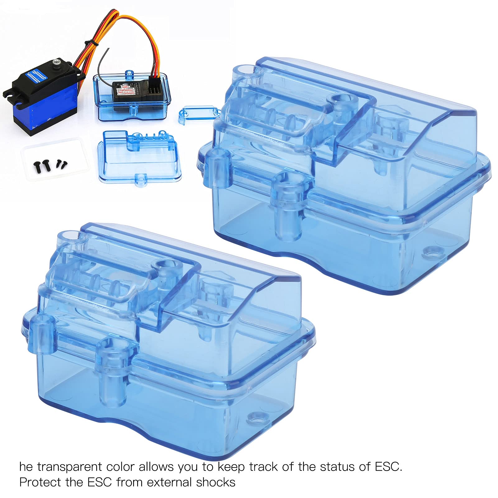 Dilwe 2Sets RC Radio Receiver Protector,Durable Waterproof RC Receiver Box Radio Receiver Protector Upgrade Parts or RC Car Boat