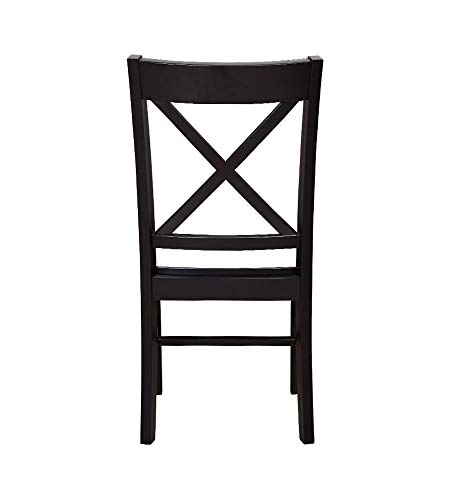 Amazon Brand – Ravenna Home Solid Pine Dining Chair with Cutout Back, 38"H, Black Finish, Set of 2
