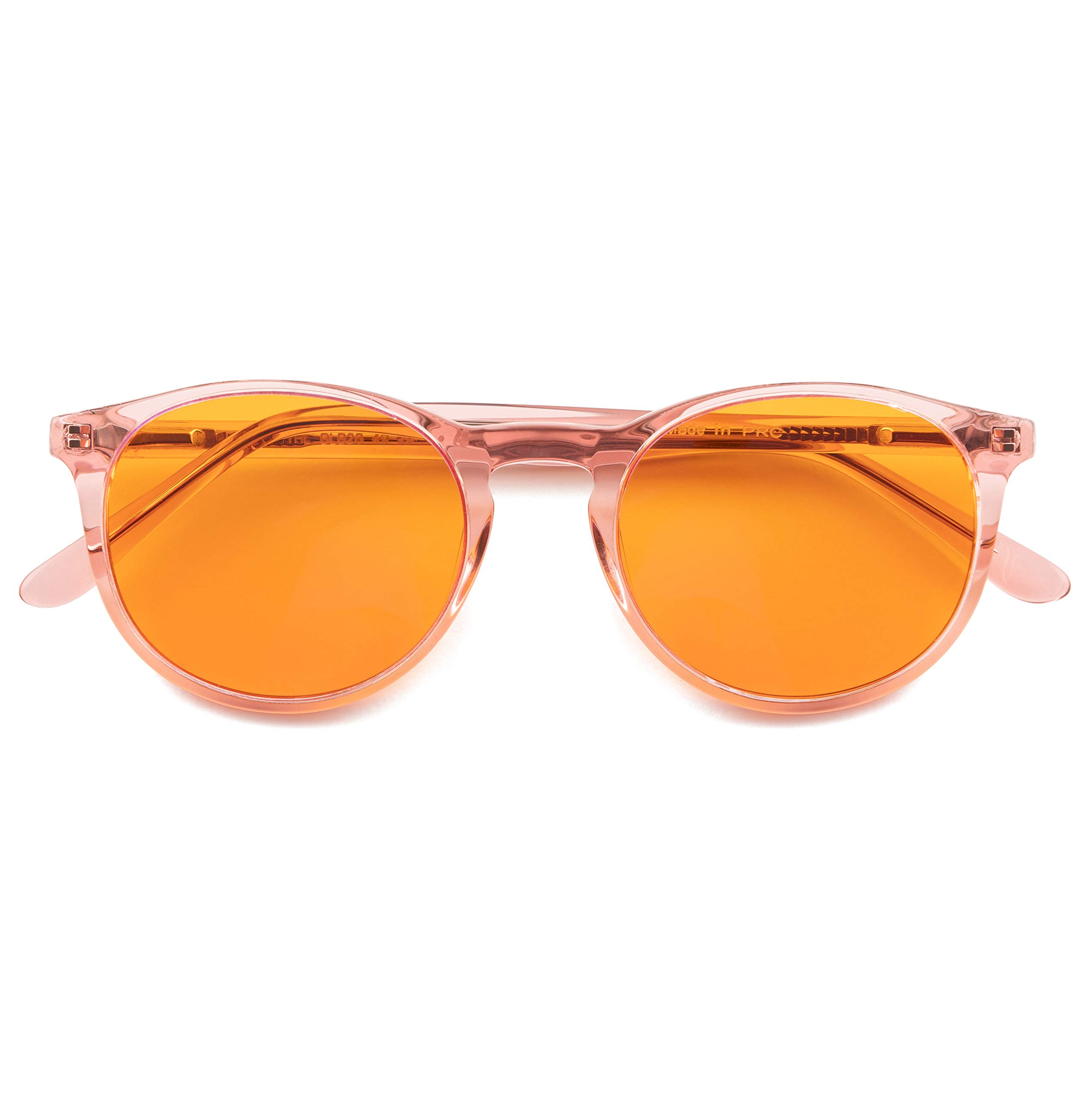 Amber Blue Light Blocking Glasses for Sleep - Computer Glasses - Orange Blue Light Glasses - Amber Glasses to Block Blue Light - Sleep Glasses Blue Light Blocking - Round Blue Blockers for Men & Women