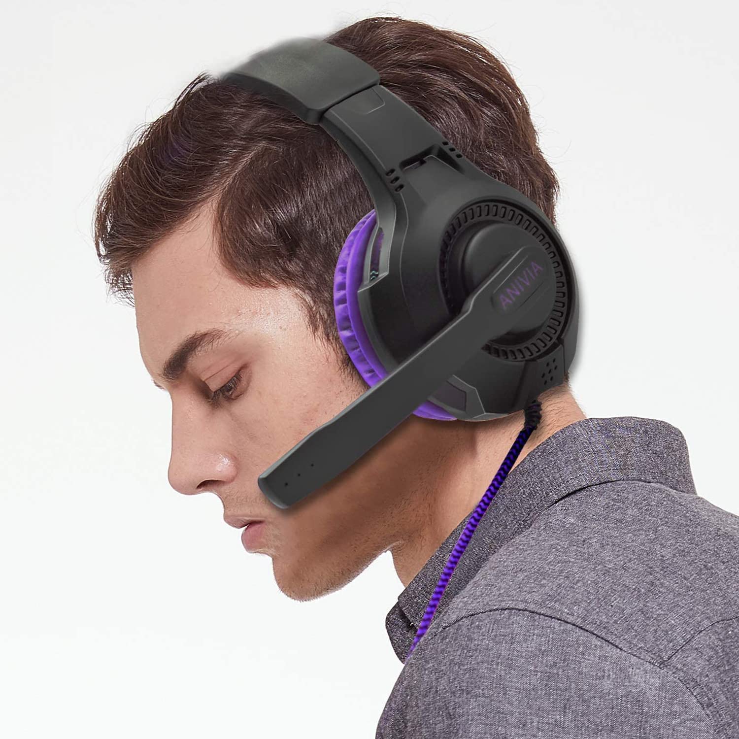 Anivia PS5 Gaming Headset, PC Gaming Headset for PS4, Stereo Gaming Headphone Compatible with Xbox One,PS4,PC, Mac, Laptop, Android,Smartphone, Tablet,Purple