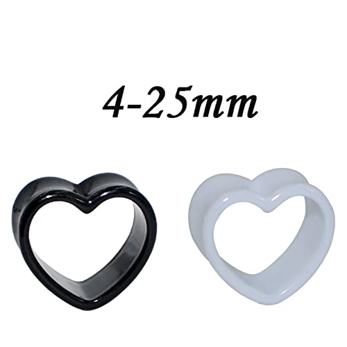 Aokarry Ear Plugs Tunnels, 25mm Acrylic Hollow Heart Shape Expander Stretcher Piercing Jewelry, 1 inch, Black