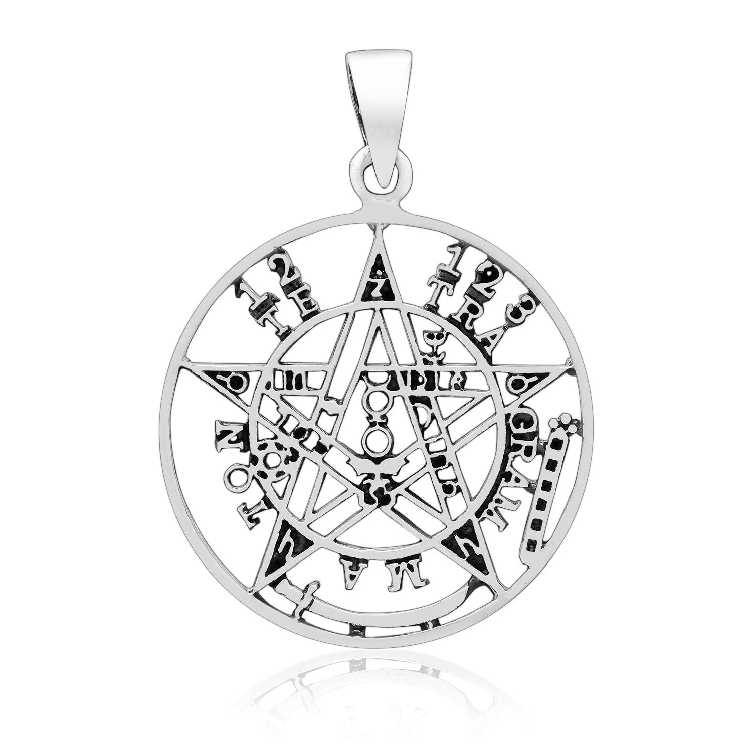 925 Sterling Silver Tetragrammaton Ceremonial Magic Seal of Solomon Cutout Pendant