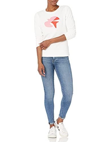Amazon Essentials Women's Classic-Fit Long-Sleeve Graphic Crewneck Sweatshirt, Bird, Large