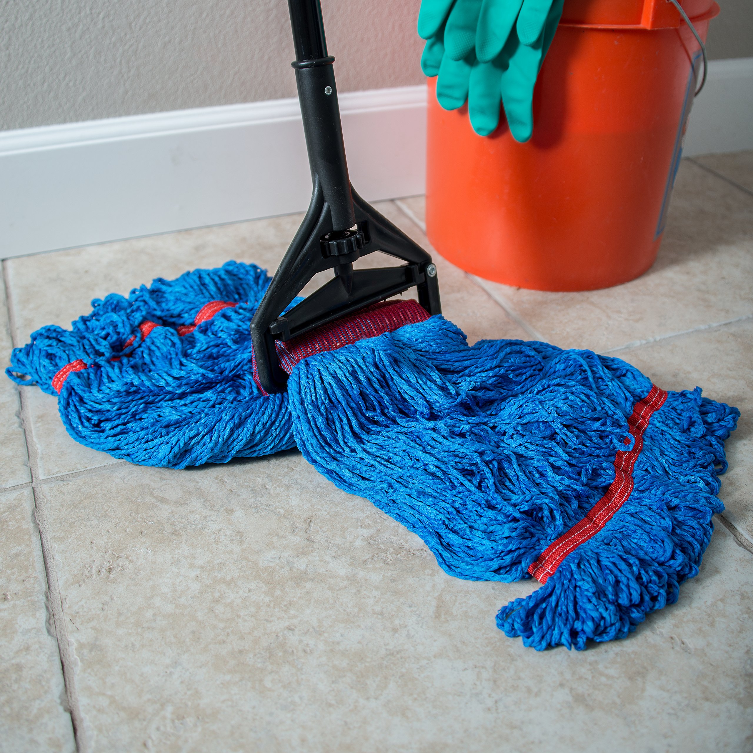 Carlisle FoodService Products CFS 36942014 Loop End Microfiber Mop, 12" H, 5" W, 20" L, Microfiber, Medium, Blue (Pack of 12)