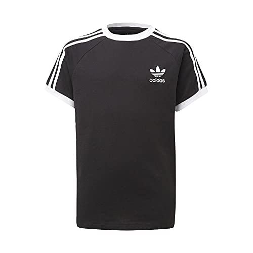 adidas Originals Boys' Big 3-Stripes Tee, black/white, Small