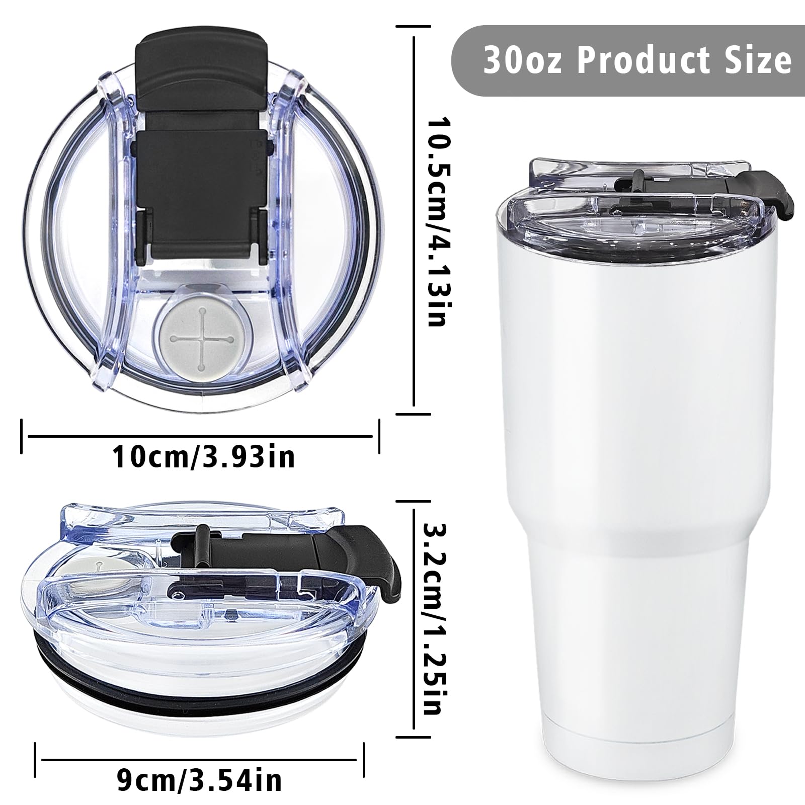Amgkonp 30oz Tumbler Lid Replacement Lids,2 PACK Spill Proof Lid for YETI Rambler,Old Style RTIC,Beast Coffee Tumbler,Dust-Proof Lid BPA Free (30oz, 2PACK)
