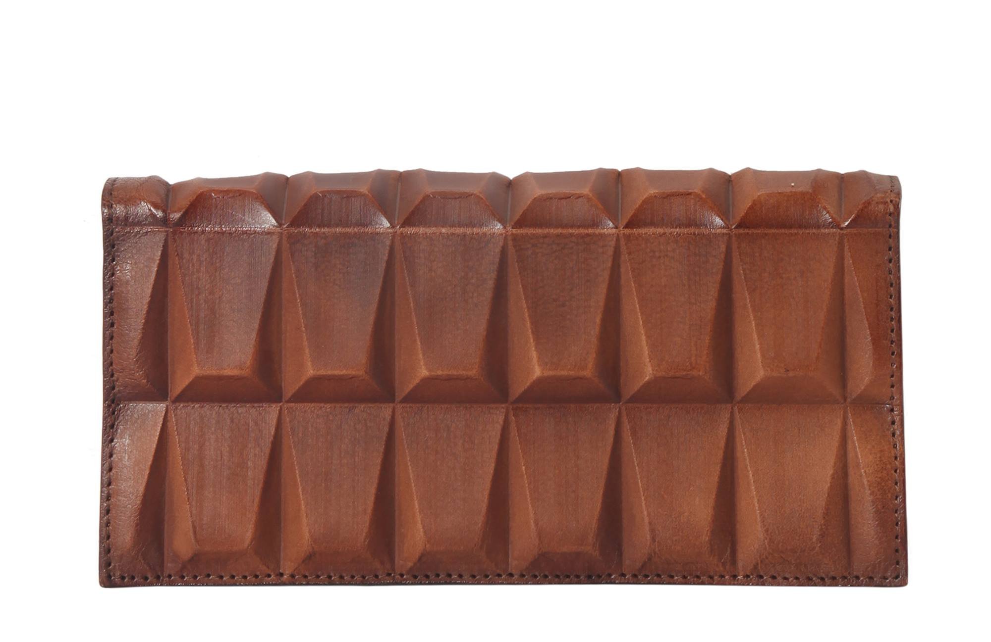 Diophy Genuine Leather Solid Chocolate Style Snap Wallet 8306