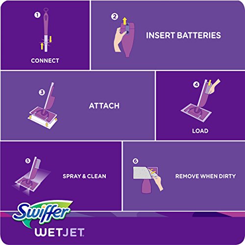Swiffer WetJet Hardwood Floor Cleaner, Spray Mop Pad Refill, Multi Surface, 12 Count (Packaging May Vary), Pack of 8
