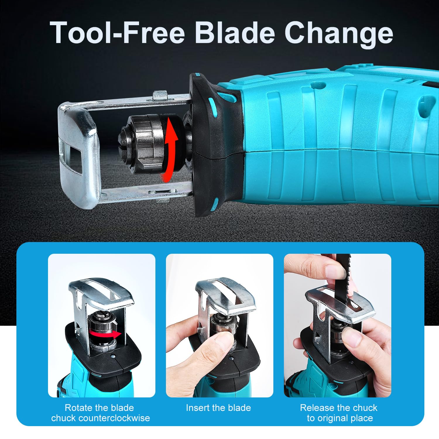 Cordless Power Reciprocating Saws Tool 0-3000 RPM for Makita 18V LXT BL1850B Battery Compact One-Handed Recipro Saw for Wood/Metal/PVC Cutting(No Battery)