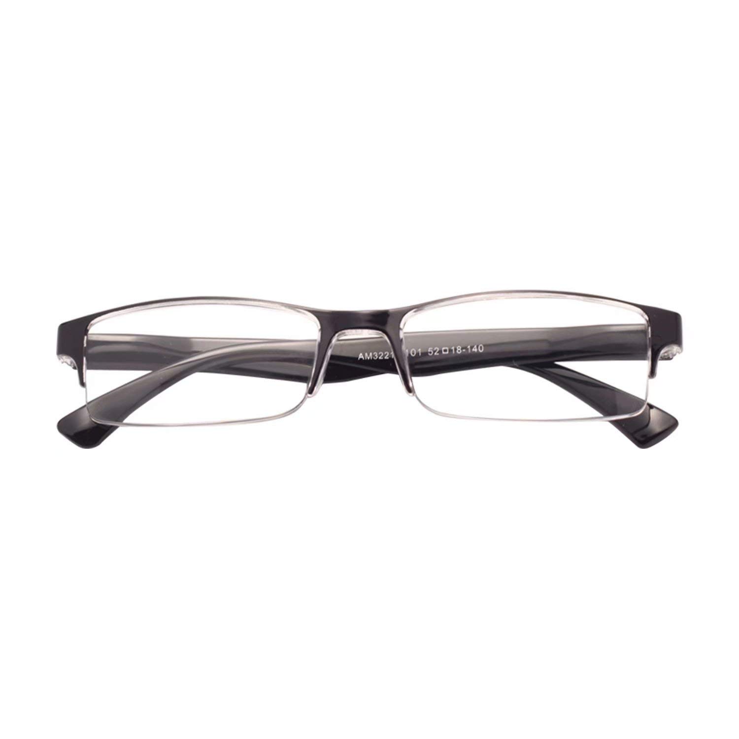 Amorays Reading Glasses with Spring Hinge Uni-lens Readers for Men and Women 3221 Black 2.50