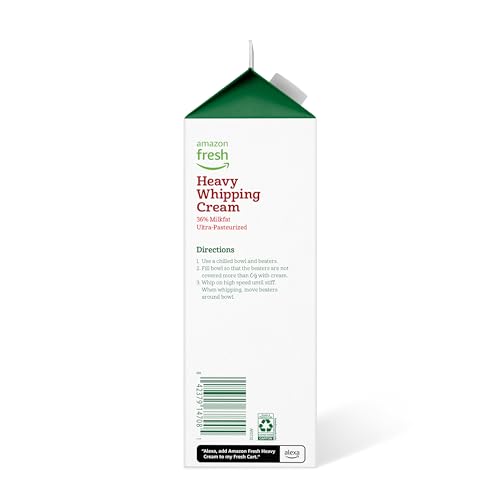 Amazon Fresh, Heavy Whipping Cream, Ultra-Pasteurized, Kosher, One Quart, 32 Fl Oz (Previously Happy Belly, Packaging May Vary)