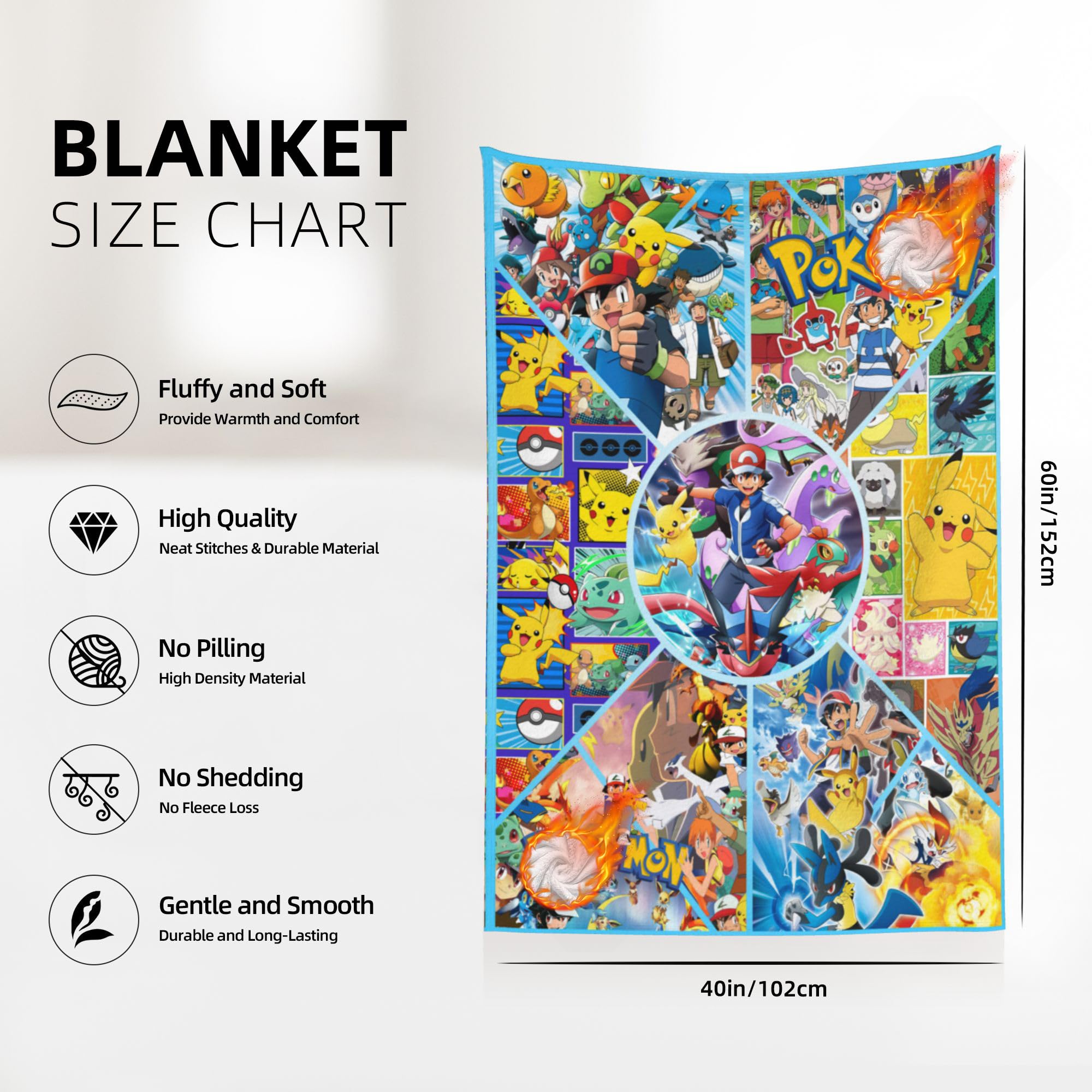 Anime Blanket Cartoon Ultra Soft Bedding Warm Throw Blanket for All Season Style1 50"x40"
