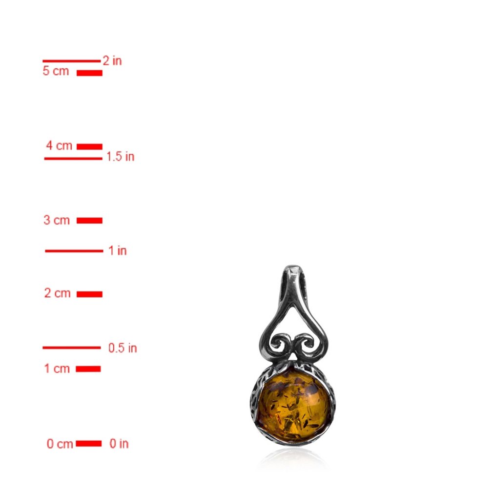 Amber by Graciana Sterling Silver Amber Round Pendant