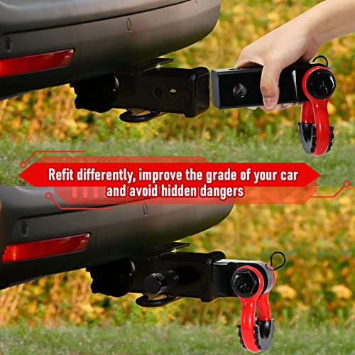 AMBULL Shackle Hitch Receiver & Towing Hitch Lock, with 3/4 Inch D-Ring Shackle, 2 Insurance Pins, Weatherproof Anti-Theft Lockable Heavy Duty Solid Recovery Kit - Red