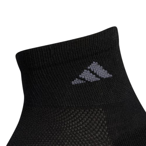 adidas Men's Superlite Stripe 3 Quarter Socks (3-Pair), Heather Dark Grey/Black/Night Grey, Large
