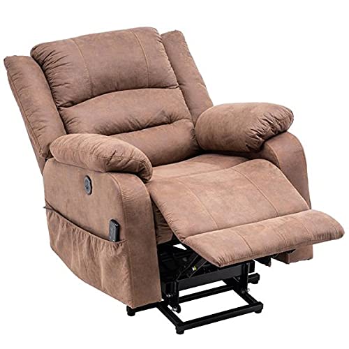 Angola AFLHYJK Electric Lift Function Recliner Massage Chair Light Brown Comfortable&Durable Fabric PU Easy Adjustment Ultimate Relaxation