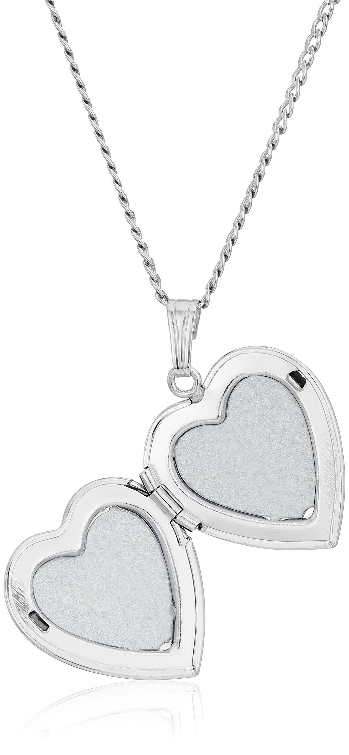 Amazon Collection Sterling Silver Polished Heart Locket Pendant Necklace, 18"