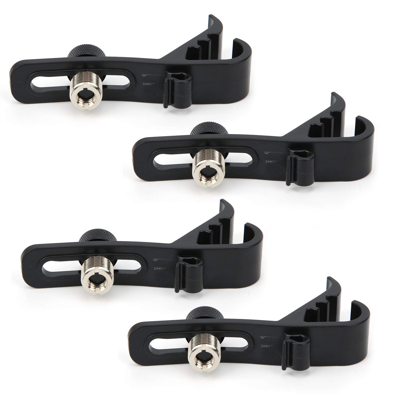 AYNEFY 4Pcs Drum Microphone Clip Shockproof Securing Clamp Holder Musical Instrument Supplies Shockproof Drum Rim Microphone Clip for Microphone Clamps Holder with Groove Gear