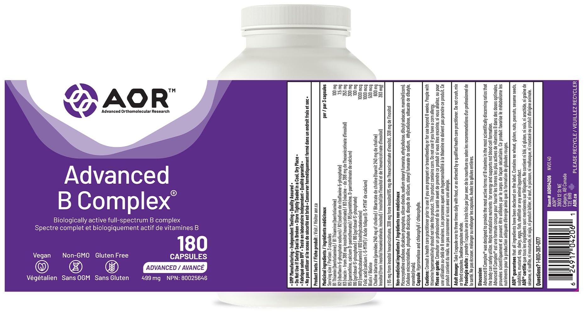 AOR SPO Aor Advan.B Complex Cap, 180 EA