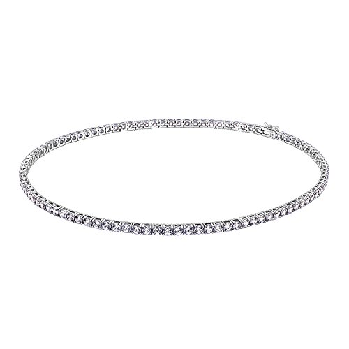 Amazon Collection Platinum Plated Sterling Silver Tennis Necklace set with Round Cut Infinite Elements Cubic Zirconia (4 mm), 17"