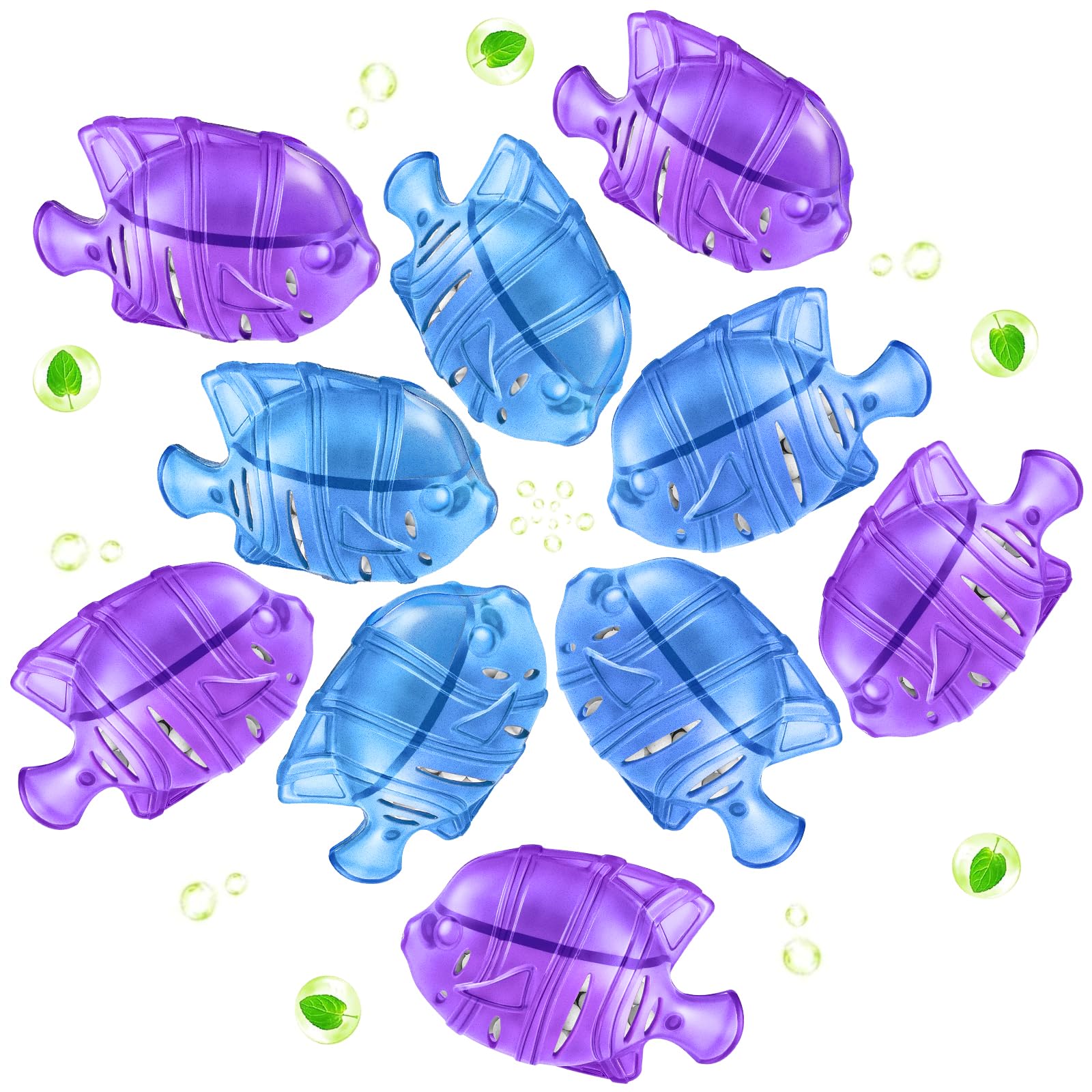 Aziliogcc 10Pack Fish Shape Universal Humidifier Tank Cleaner Filter, Warm & Cool Mist Humidifiers, Fish Tank,Compatible with Drop, Droplet, Adorable,1.57"" x2.5"" (5 Purple,5 Blue)