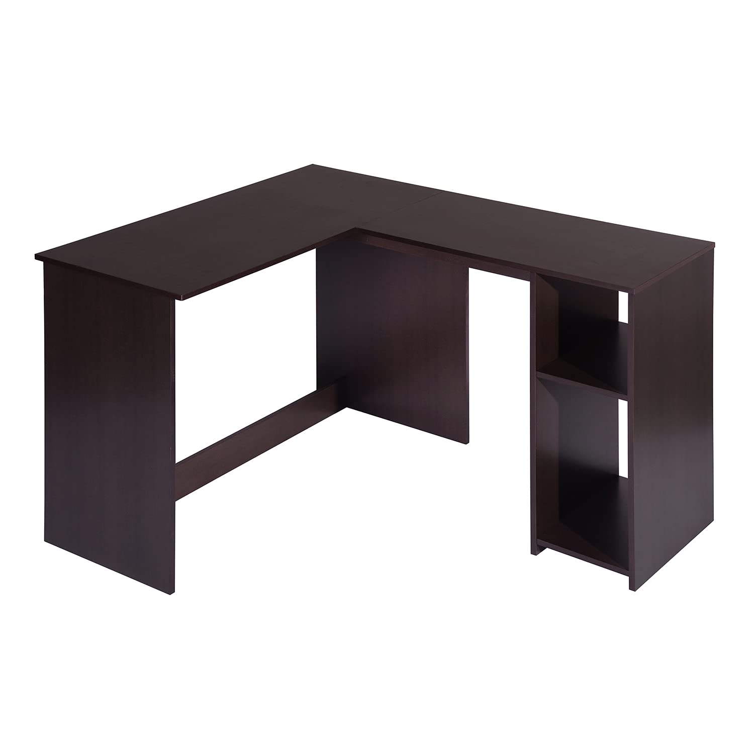 Aoyom 39.4" W x 47.2" D Corner Computer Desk L-Shaped Home Office Workstation Writing Study Table with 2 Storage Shelves and Hutches