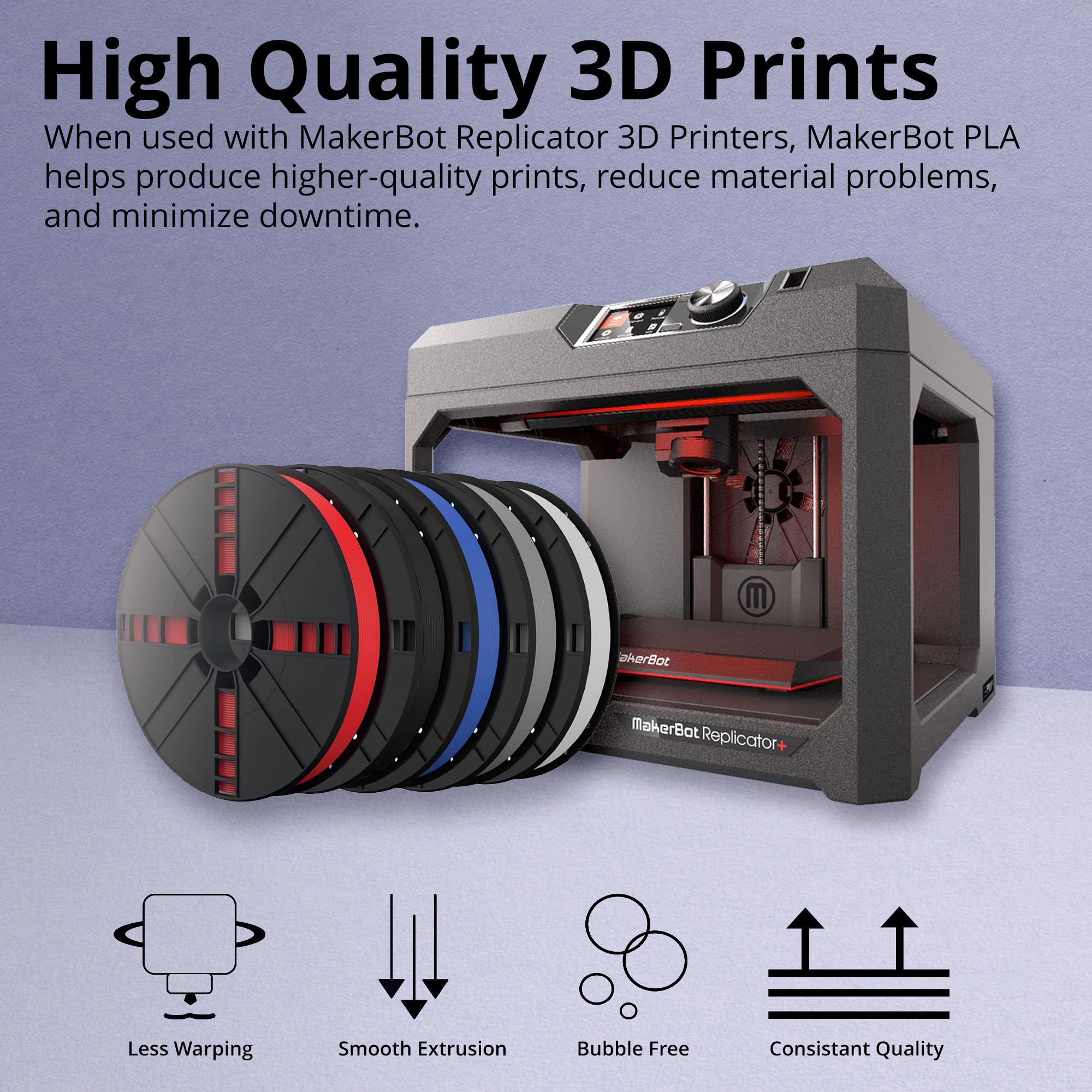 MakerBot PLA 3D Printing Filament Large Spool for Replicator+ and 5th Gen 3D Printers (Cool Gray)