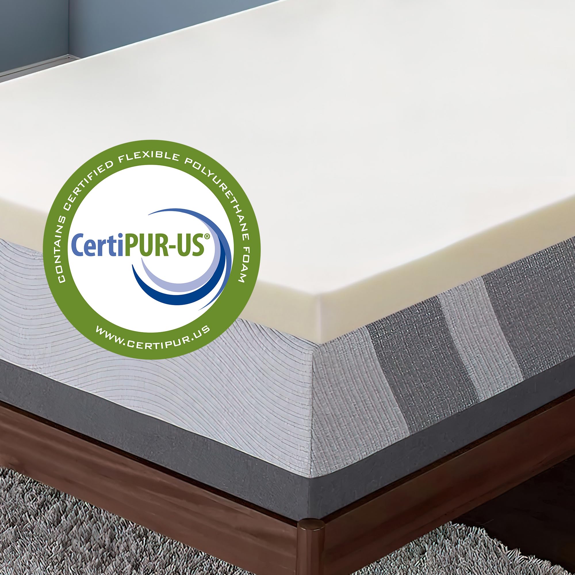 Continental Sleep 2-inch Soft Bedding Topper for Back Pain Relief | CertiPUR-US Certified, Comfortable and Relaxing Toppers for Mattress Beddings, Provides Balanced Support for Body, King, Yellow