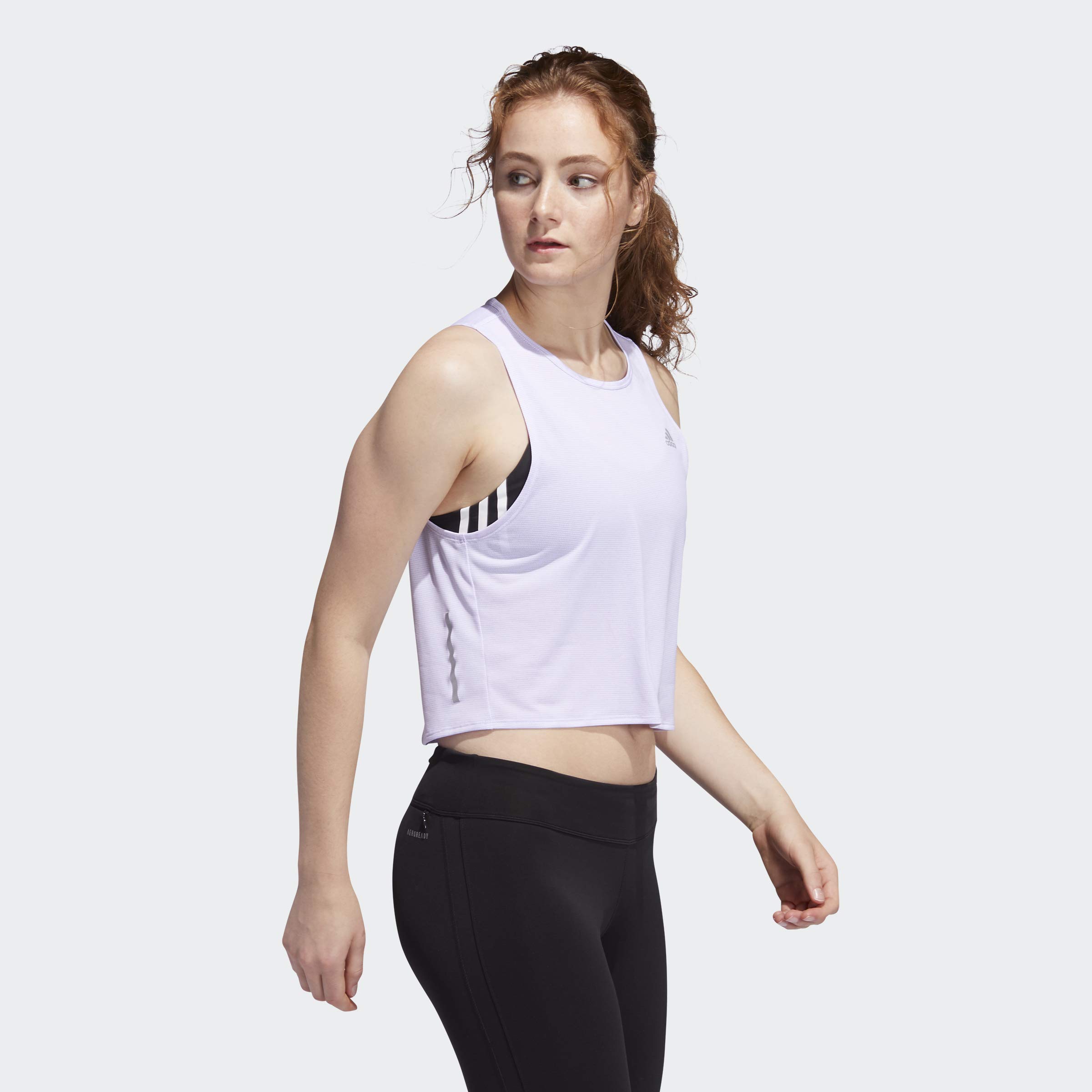 adidas womens Own The Run Cooler Tank Black/Heather X-Large
