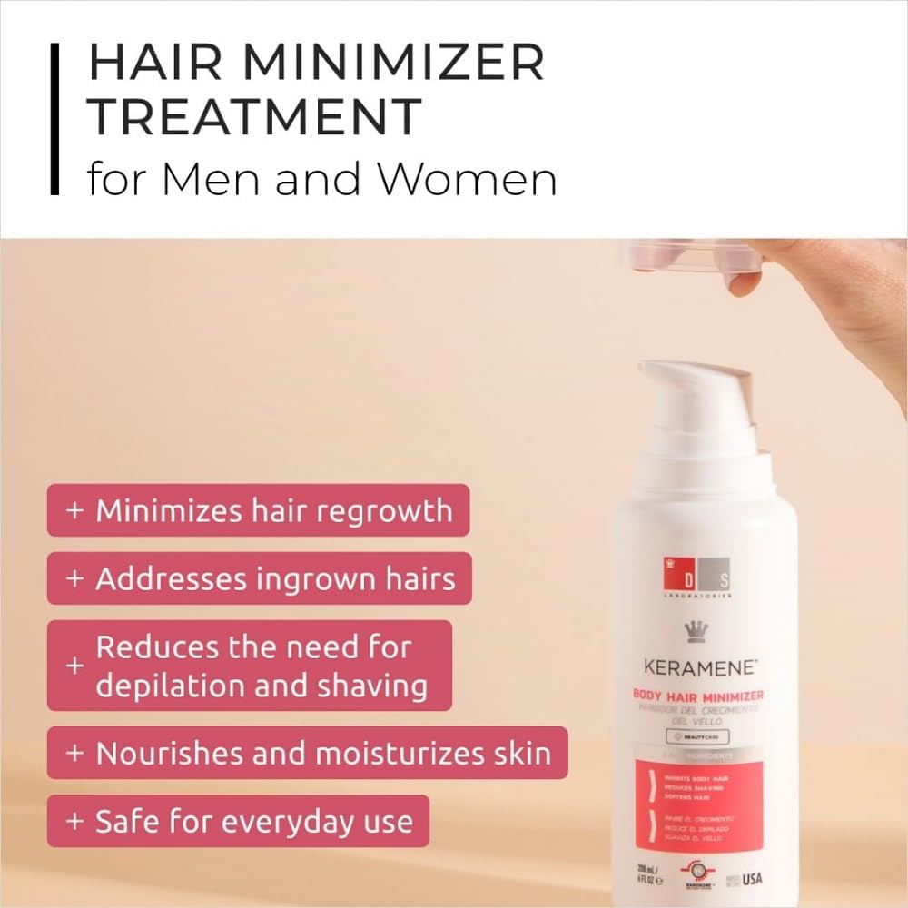 Keramene Hair Growth Inhibitor by DS Laboratories - Minimize Unwanted Hair Growth on Face and Body, Slows Regrowth, Paraben-Free