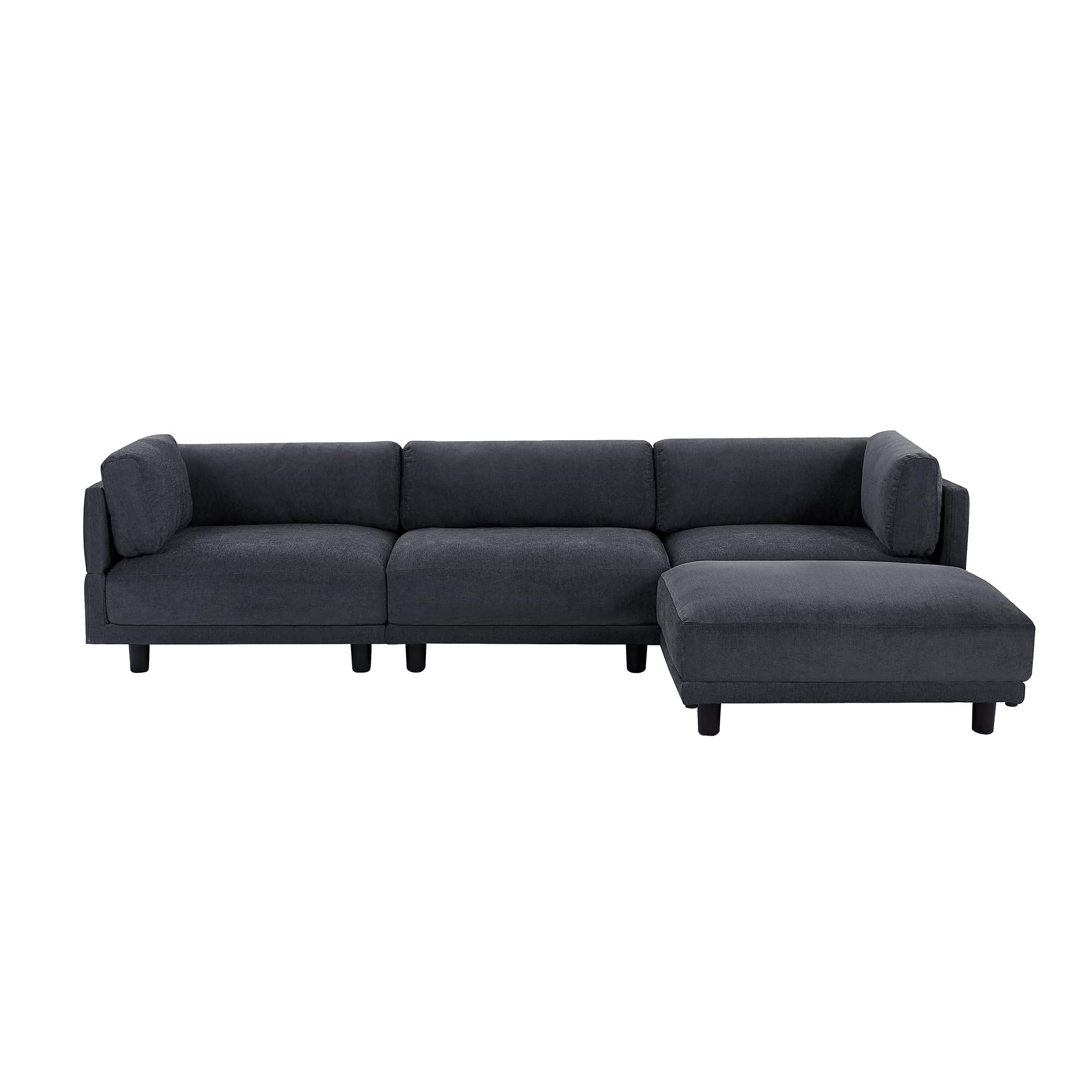 Aiuyesuo Modern L-Shaped Convertible Sectional Sofa with Reversible Chaise, Linen Fabric Upholstery Couch for Living Room Office, Sturdy Wooden Frame (Gray-4)