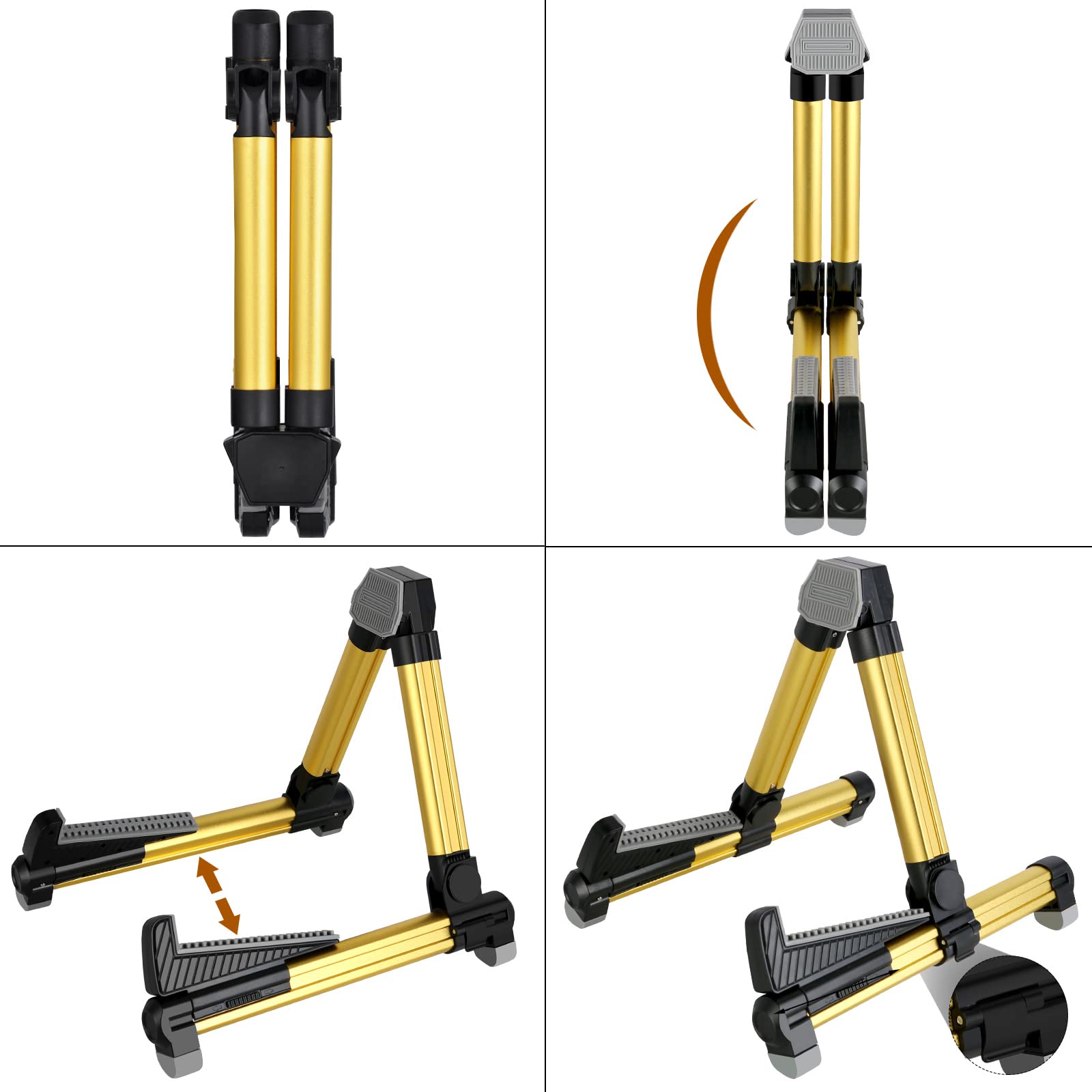 EASTROCK Folding Guitar Stand,Portable Tripod A Frame Aluminium Music Stand for Acoustic Electric Guitars, Bass, Violin, Ukulele, Banjo ( Black)