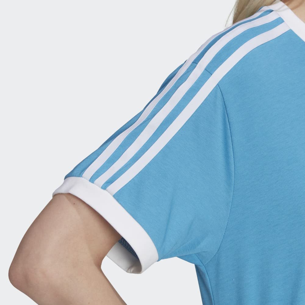 adidas Originals Women's 3-Stripes Tee, Sky Rush, Large